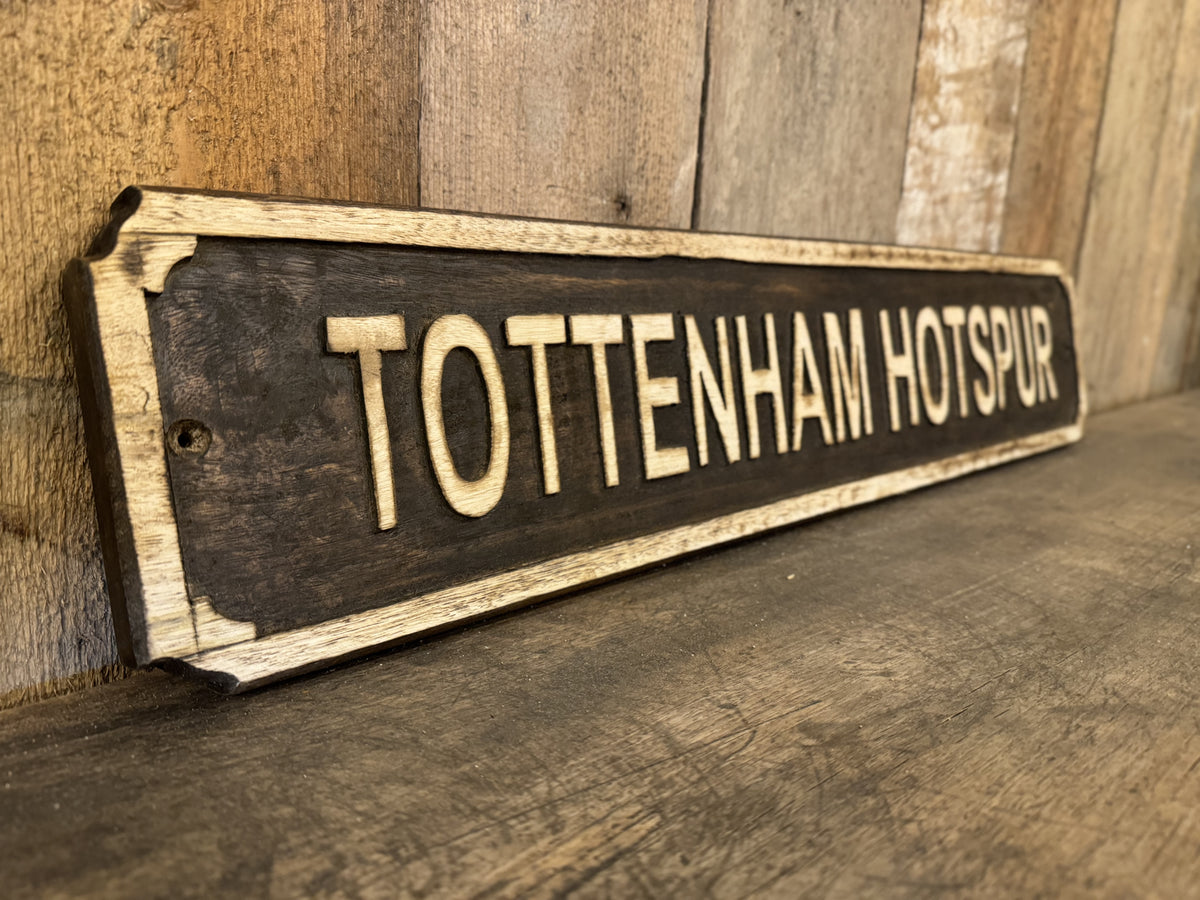 Carved Wooden Tottenham Hotspur Sign – Burgess Reclamation
