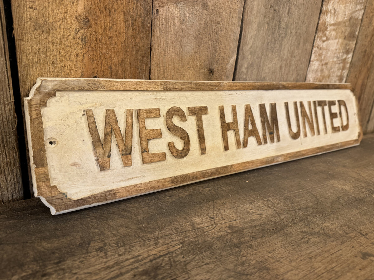 Carved Wooden West Ham United Sign – Burgess Reclamation