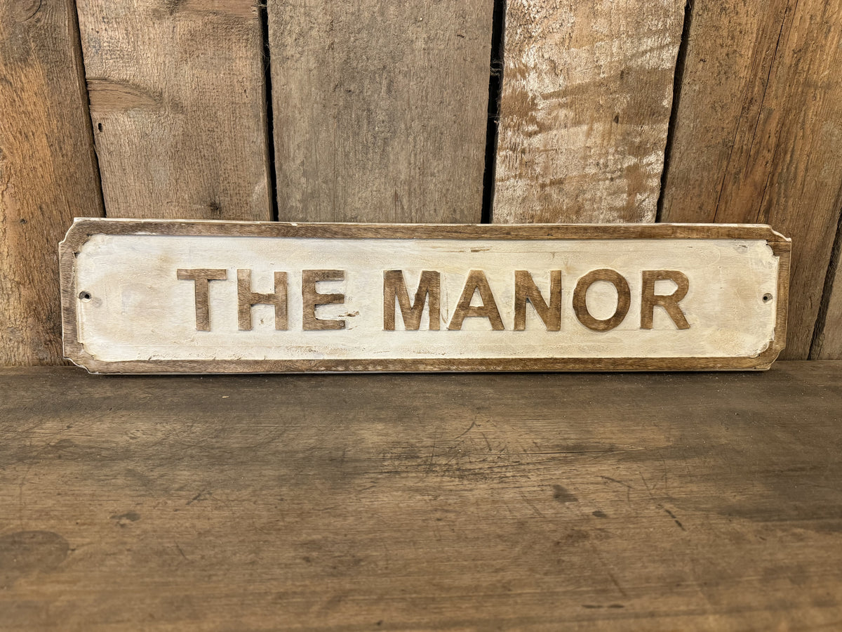 Carved Wooden The Manor Sign – Burgess Reclamation