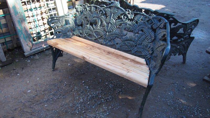 Cast Iron Bench with Wooden Seat – Burgess Reclamation